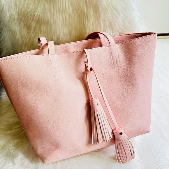 Merona | Bags | Nwot Merona Oversized Dusty Rose Faux Leather Tassel ...